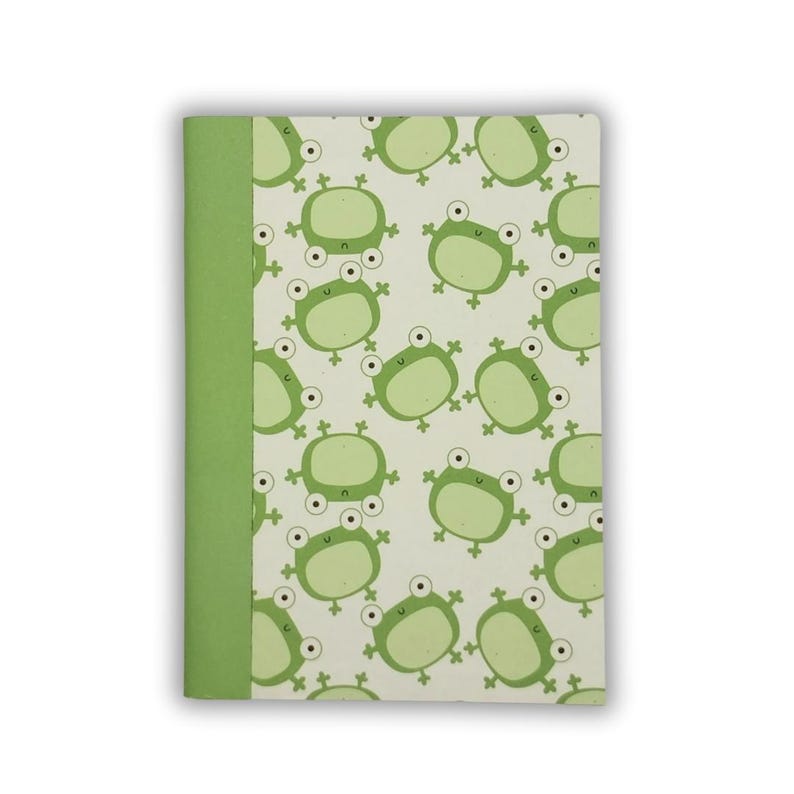 Handmade Mini Notebook | Green Frog Pattern, Pocket Journal - Etsy