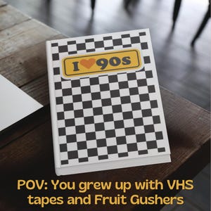 I Love 90s Notebook: Retro Checkered Journal in Black & White - Etsy