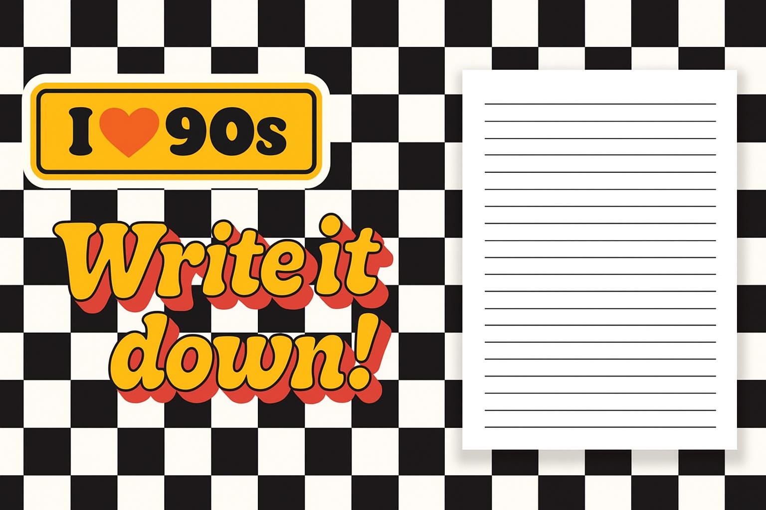 I Love 90s Notebook –retro Checkered Journal, 90s Aesthetic Notebook ...
