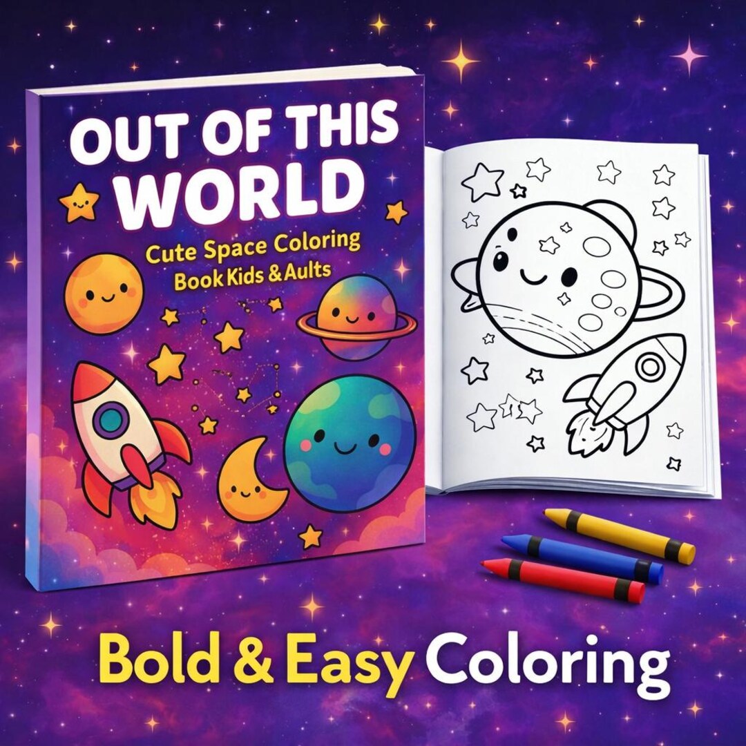 Out of This World Coloring Book: Space Designs for Kids & Adults - Etsy