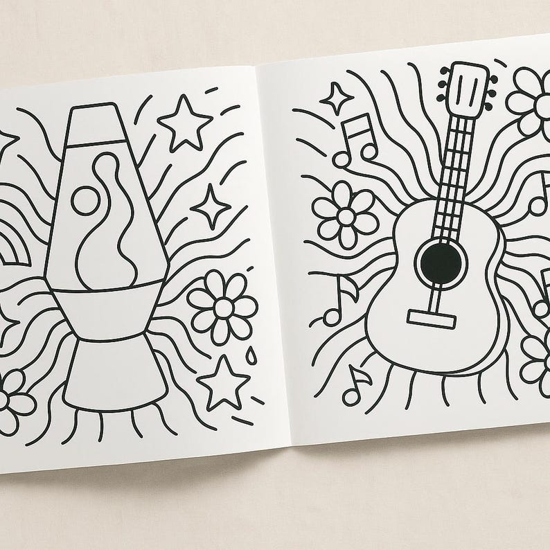Color Me Groovy Retro Coloring Book: Bold & Easy 70s Hippie Designs for ...