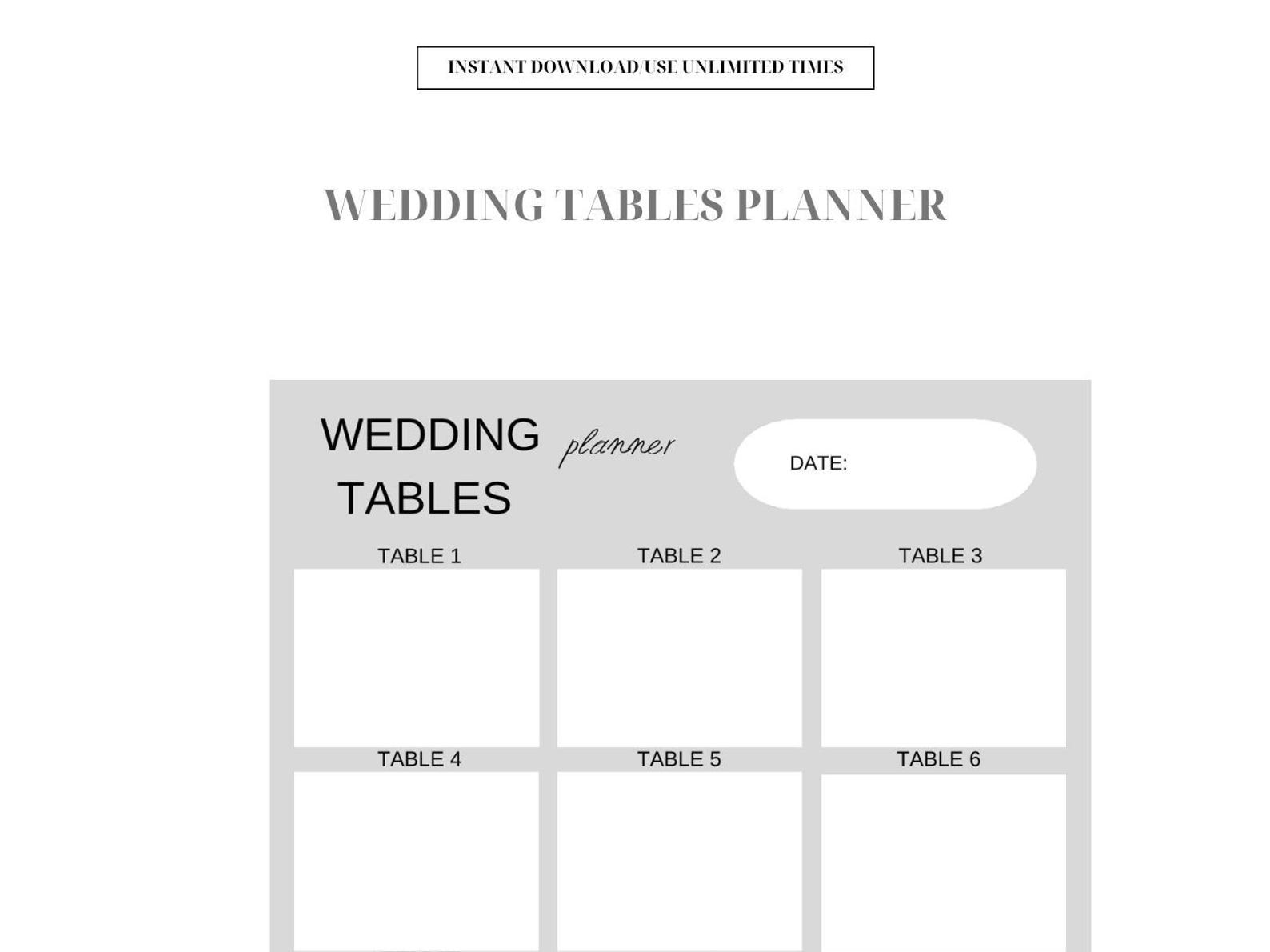 Wedding Tables Planner, Wedding, Printable, Planner, Table Planner, A4 ...