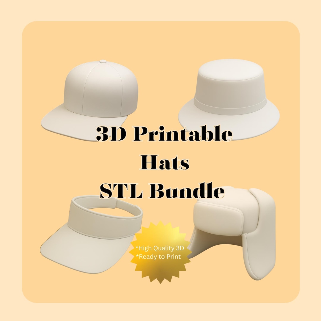 3D Printable Doll Hats Bundle – 4 STL Files – Baseball Cap, Bucket Hat ...