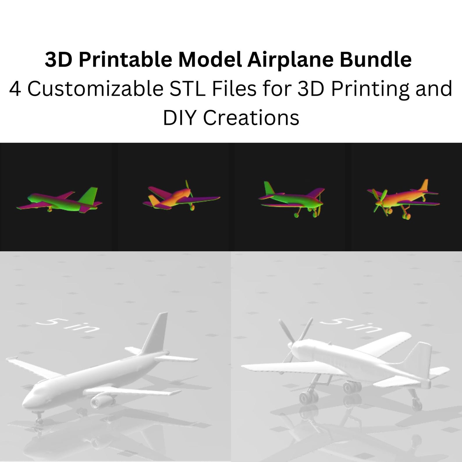 3D Printable Model Airplane Bundle – STL Files for Instant Download ...