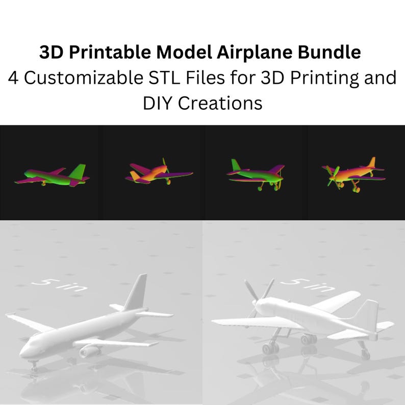 3D Printable Model Airplane Bundle – STL Files for Instant Download ...