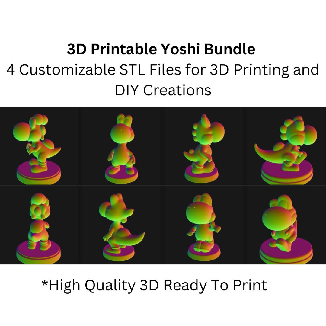 3D Printable Yoshi STL Bundle – 4 High-quality Files for Creative ...