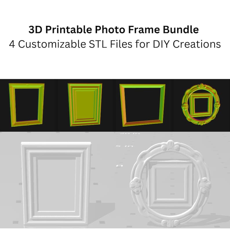 3D Printable Photo Frame Bundle | Customizable STL Files for DIY ...