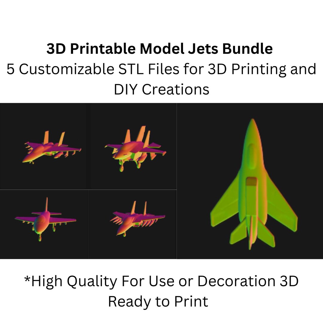 3D Printable Jet Models Bundle - Instant Download STL Files - Etsy