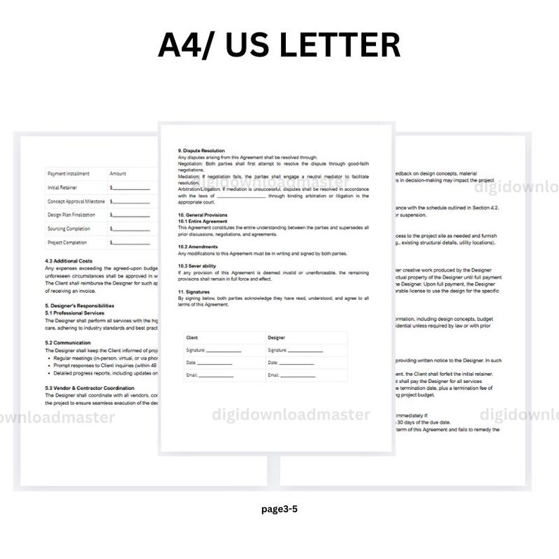 Interior Design Services Agreement Template | Editable Canva & Word ...