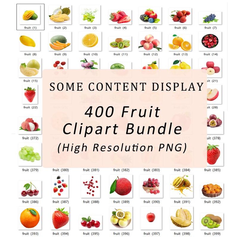 400 Fruit Clipart Bundle, High Resolution Pngs, Digital Instant ...
