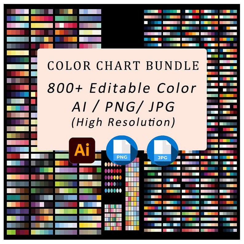 800+ Editable Color Chart Bundle, AI, PNG, JPG, High-resolution Color ...