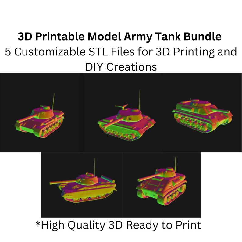 Customizable 3D Printable Army Tank Bundle | Instant Download STL Files ...