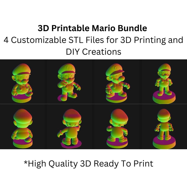 3D Printable Mario STL Bundle – Four High-quality Customizable Files ...