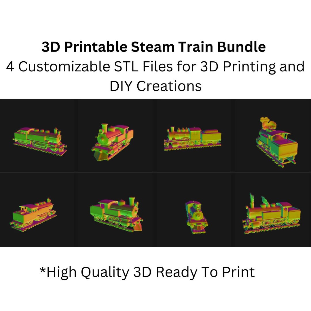 3D Printable Steam Train Bundle - 4 Customizable STL Files for DIY ...