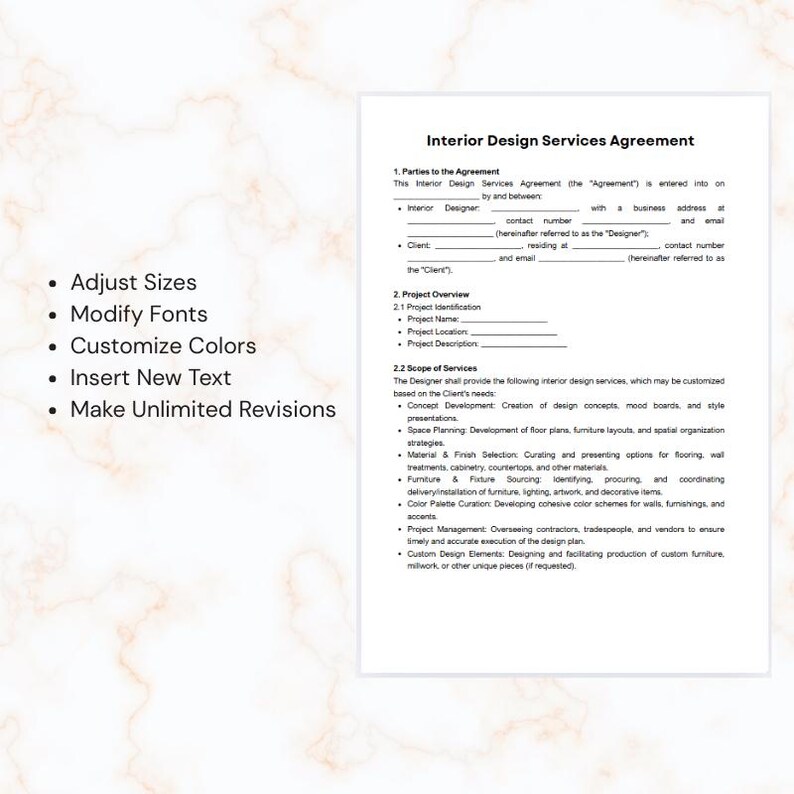 Interior Design Services Agreement Template | Editable Canva & Word ...