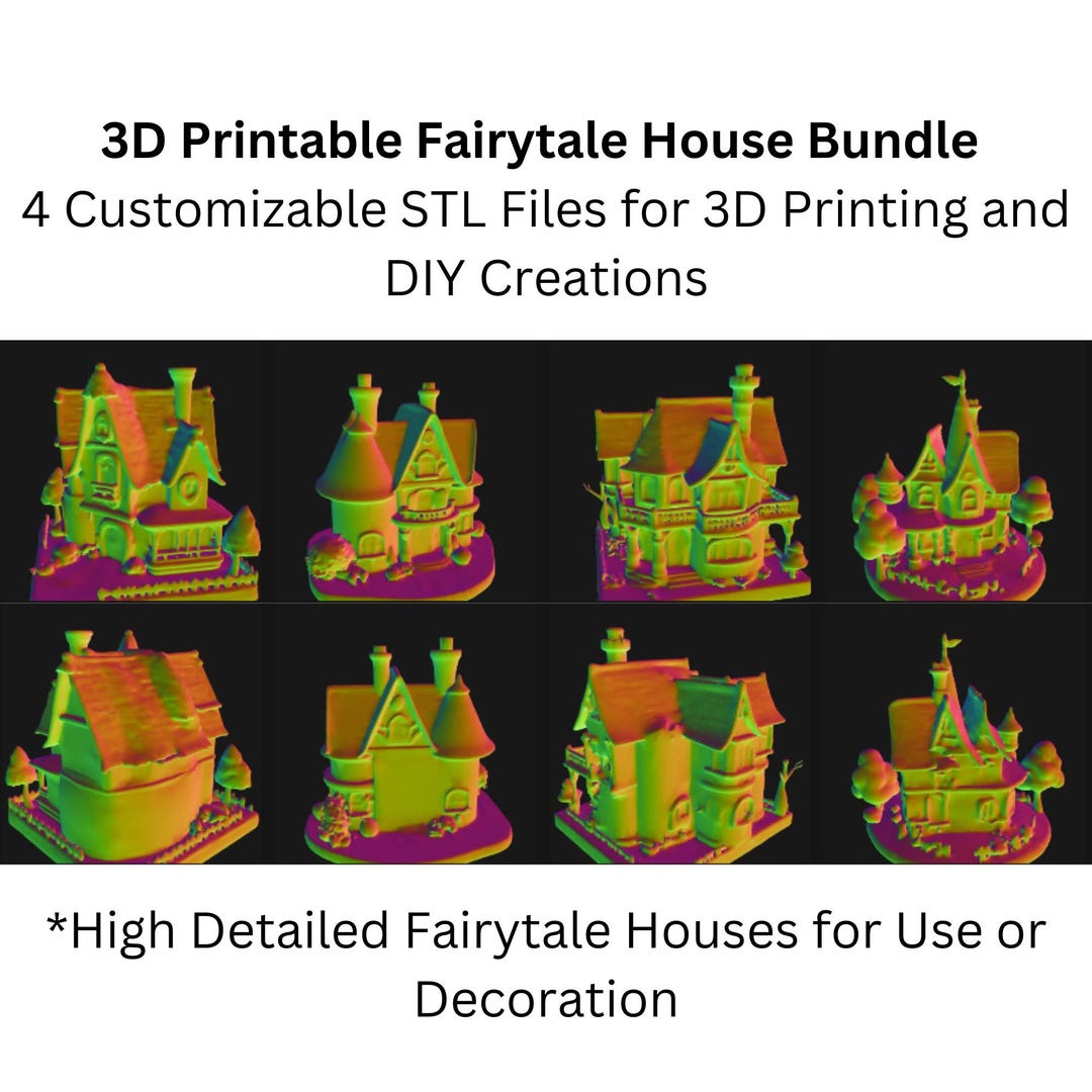 3D Printable Fairytale House Bundle - 4 Customizable STL Files for ...
