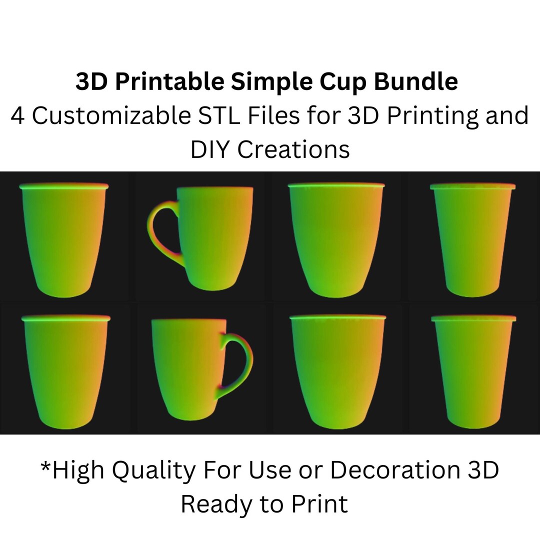3D Printable Cups Bundle – Instant Download STL Files - Etsy