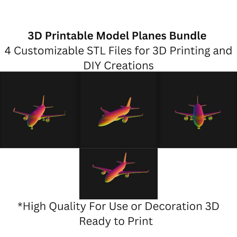 3D Printable Model Planes Bundle - 4 High-quality STL Files - Instant ...
