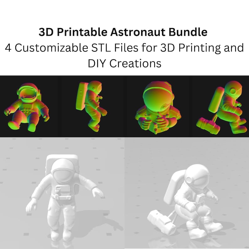 3D Printable Astronaut Bundle – STL Files for Instant Download - Etsy