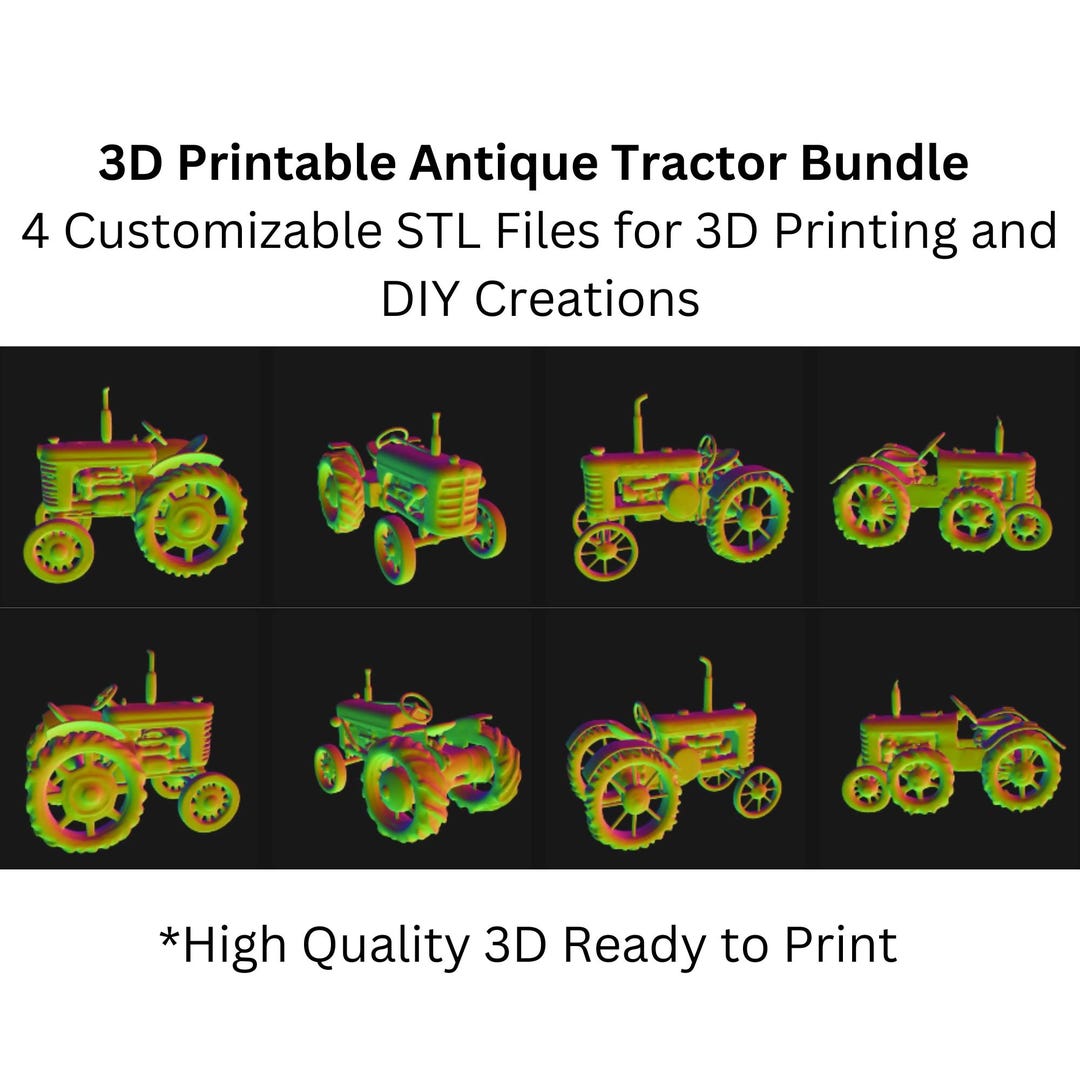 3D Printable Antique Tractor Bundle | 4 Customizable STL Files | DIY ...