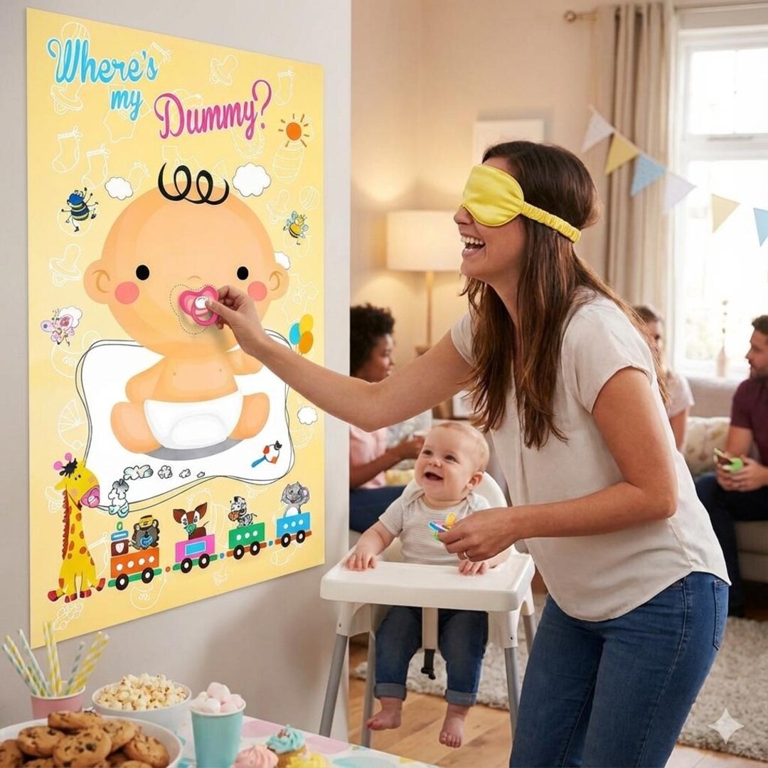 PIN THE DUMMY on the Baby Game Baby Shower Party Games - up to 24 ...