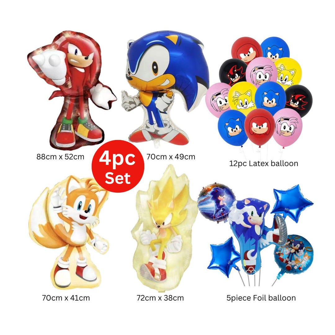 Sonic the Hedgehog Balloons 4pc Sonic Foil Balloon Kids Birthday Party ...