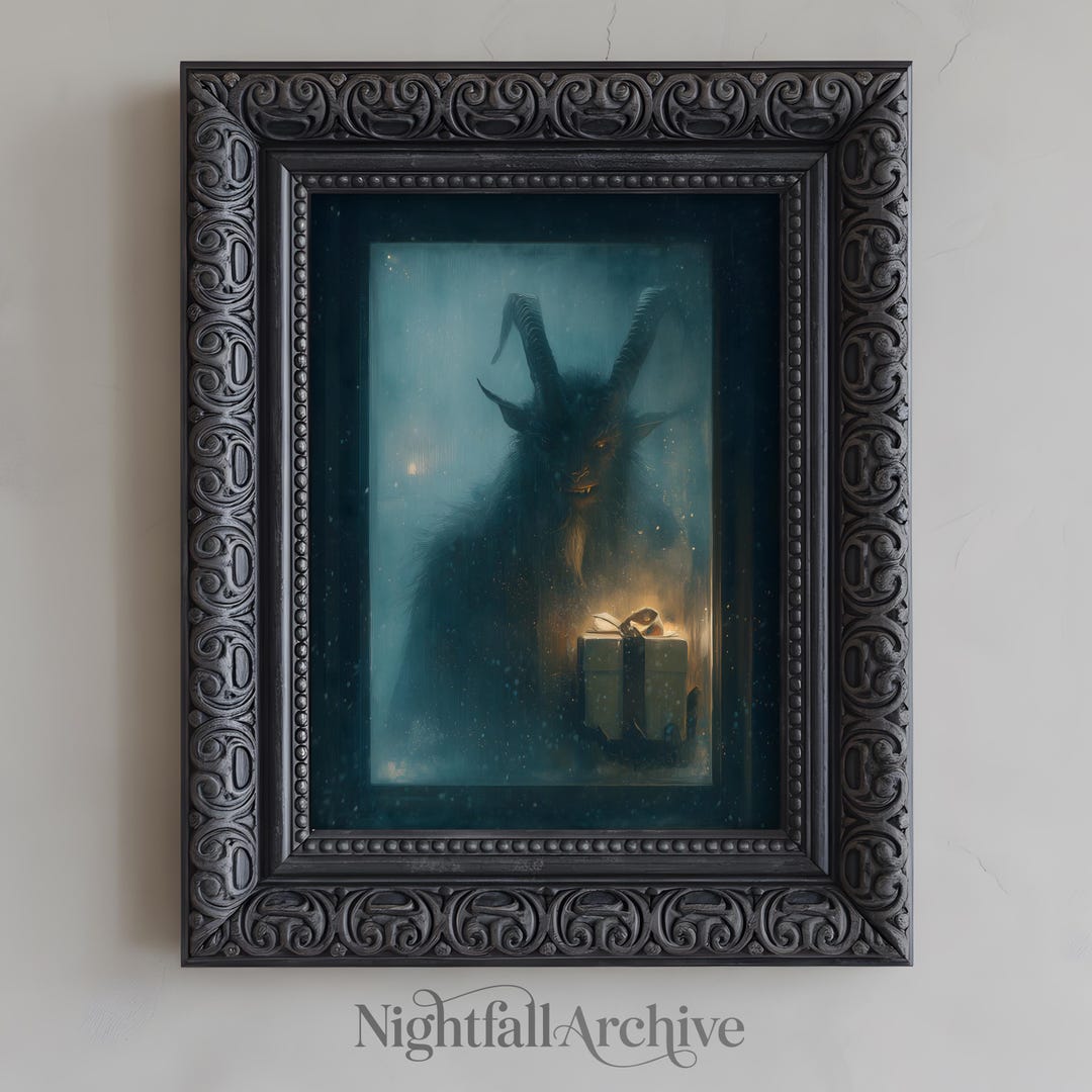 Krampus Gothic Christmas Art Print, Dark Folklore Wall Art, Occult ...