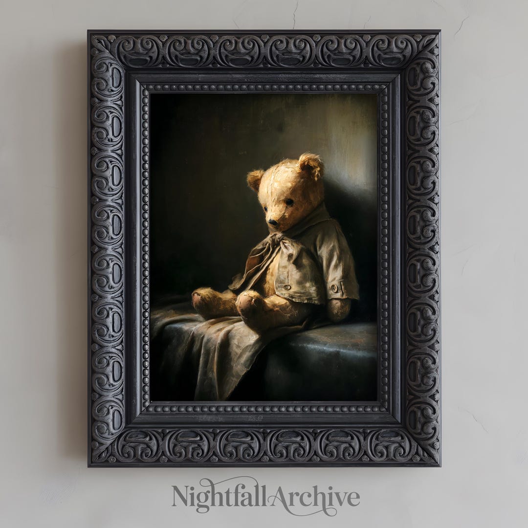Forgotten Friend - Creepy Teddy Bear Print Download, Gothic Antique Toy ...
