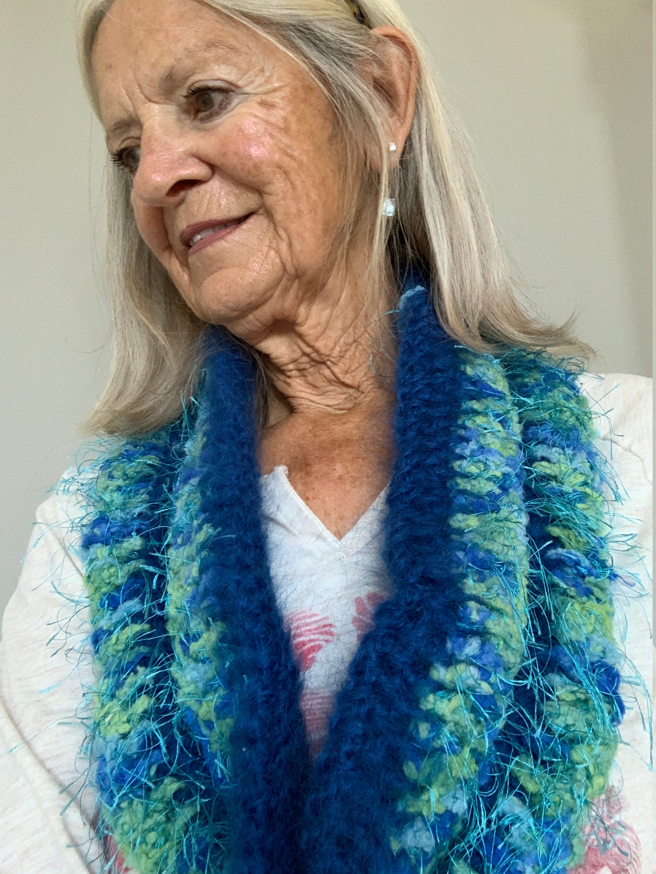 Blue Infinity Scarf / One of a Kind Scarf / Unique Crochet Scarf - Etsy