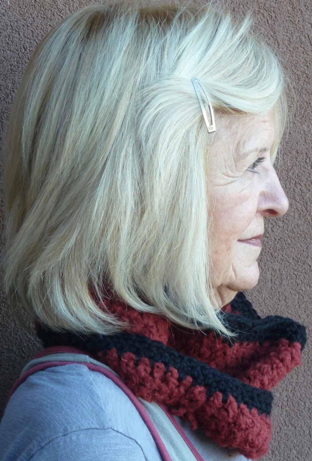 Black and Maroon Winter Cowl / One of a Kind Cowl / Unique Crochet Cowl ...