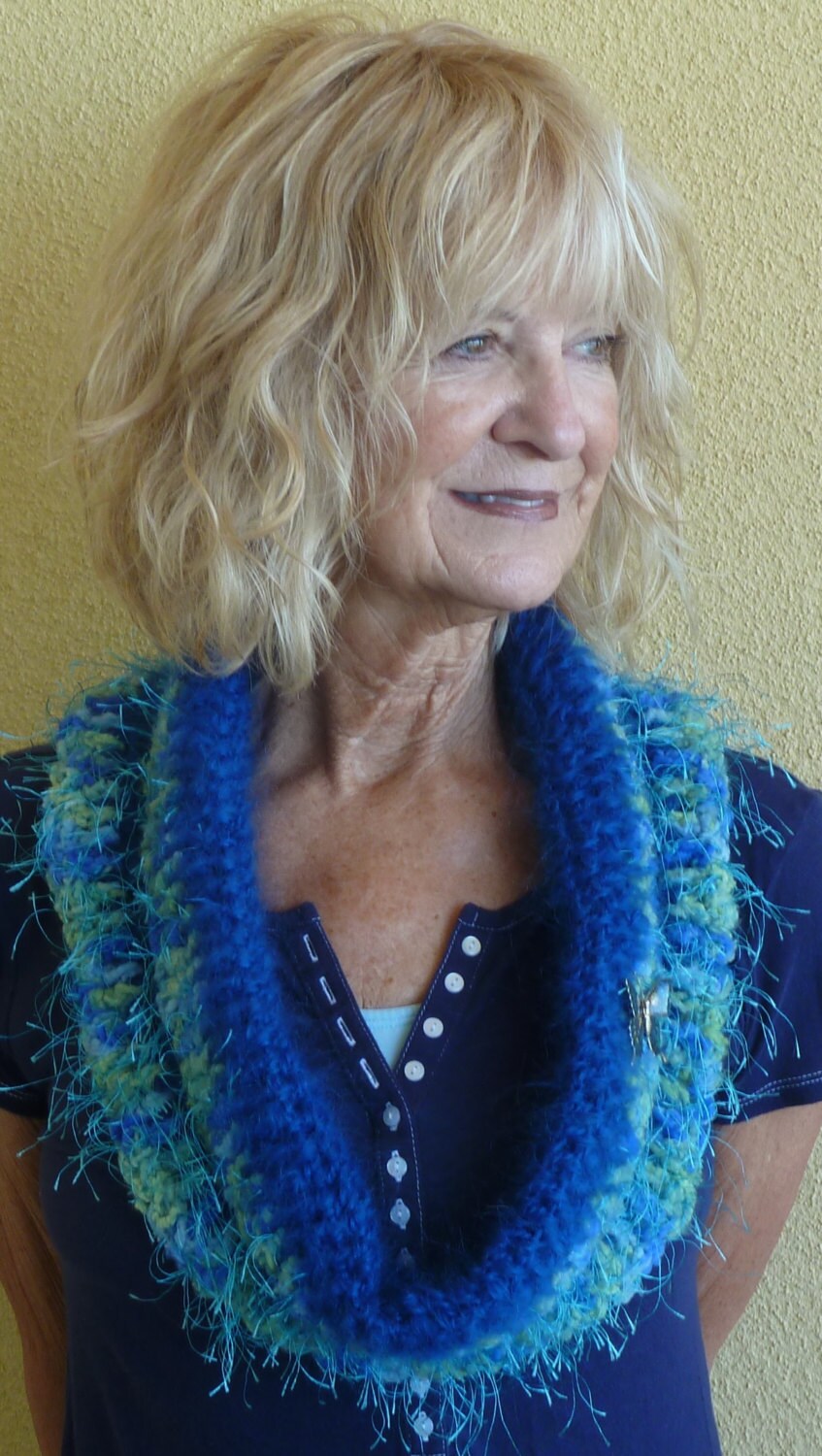 Blue Infinity Scarf / One of a Kind Scarf / Unique Crochet Scarf - Etsy