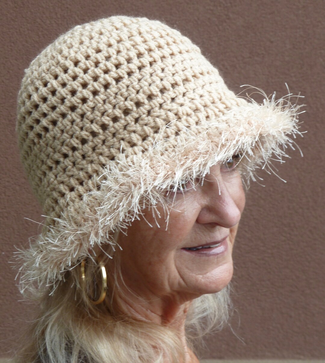Beige Winter Sun Hat / Unique and One of a Kind Hat / Handmade - Etsy