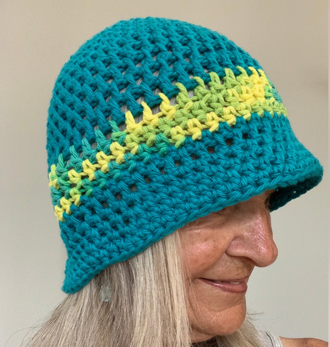 Turquoise Sun Hat / One of a Kind Hat / Unique Crochet Hat - Etsy