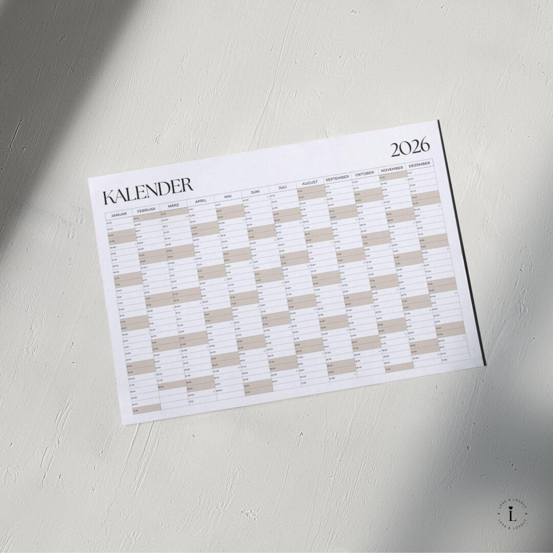 2026 Annual Calendar With Calendar Weeks, Minimalist Planner, Printable ...