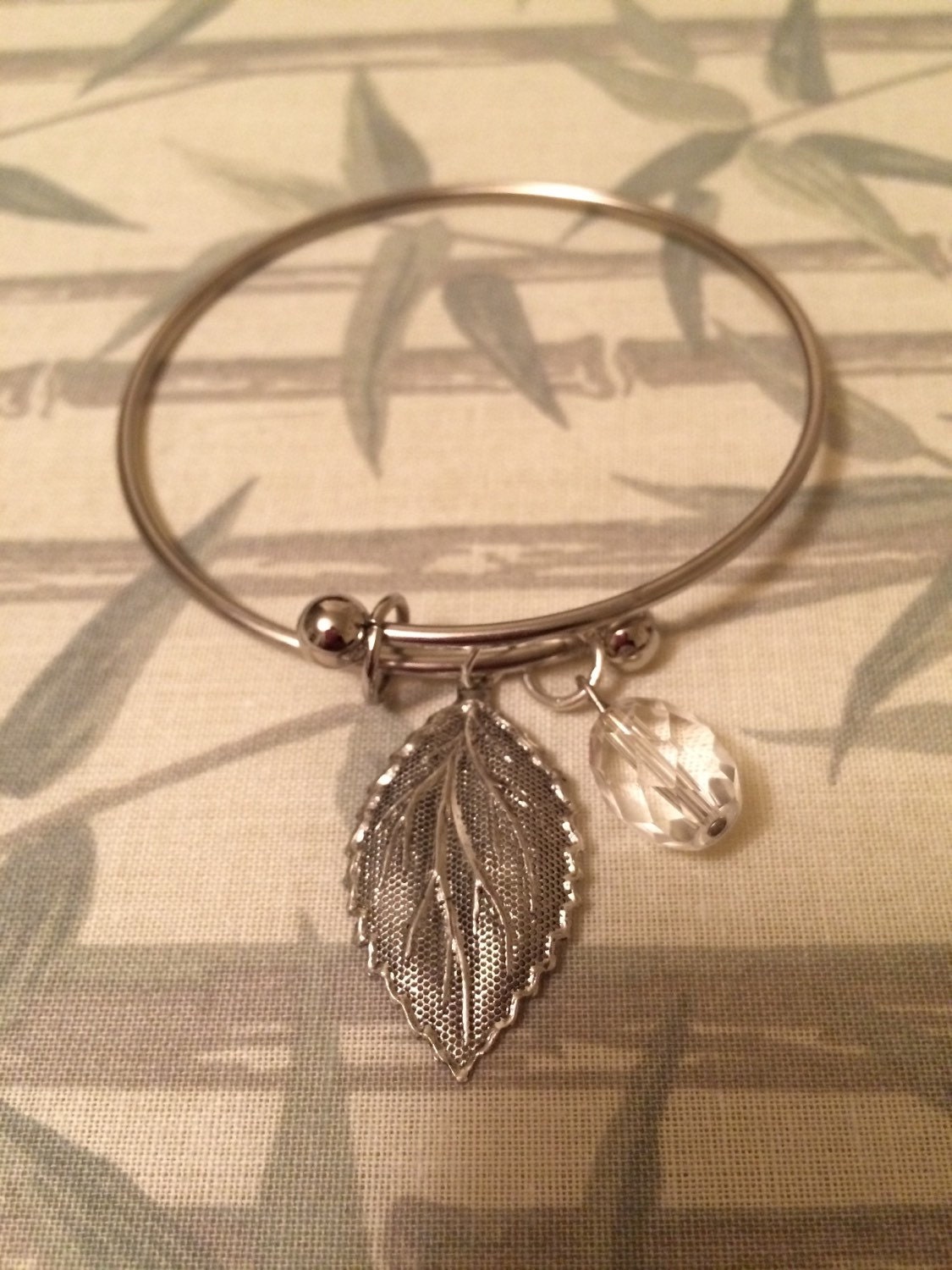 Silver Leaf Bangle - Etsy