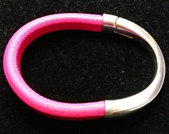 Pink Leather Cuff Pink Cuff Bracelet Fuchsia Bracelet - Etsy