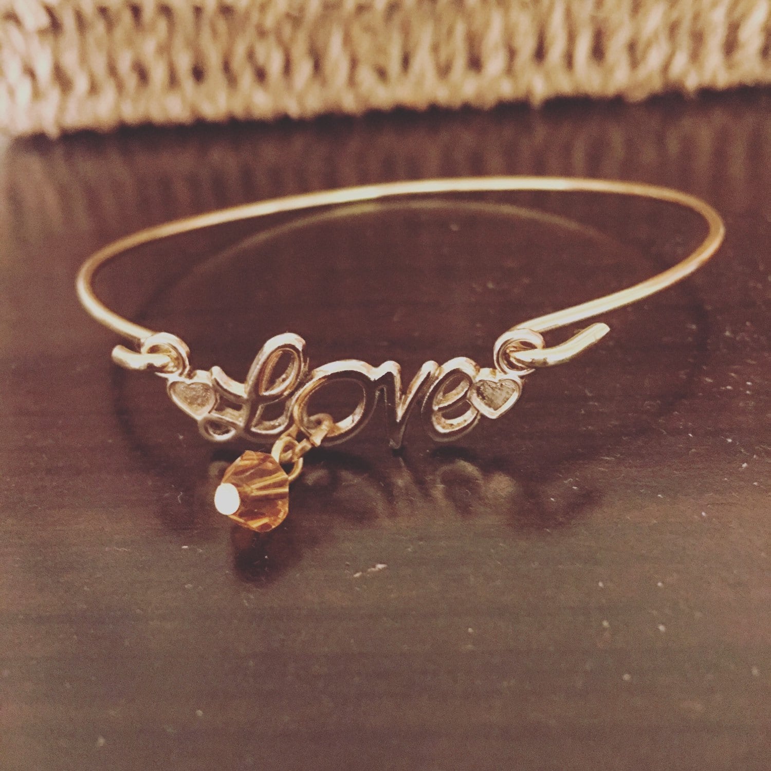 Golden Love Hangs on Bangle - Etsy