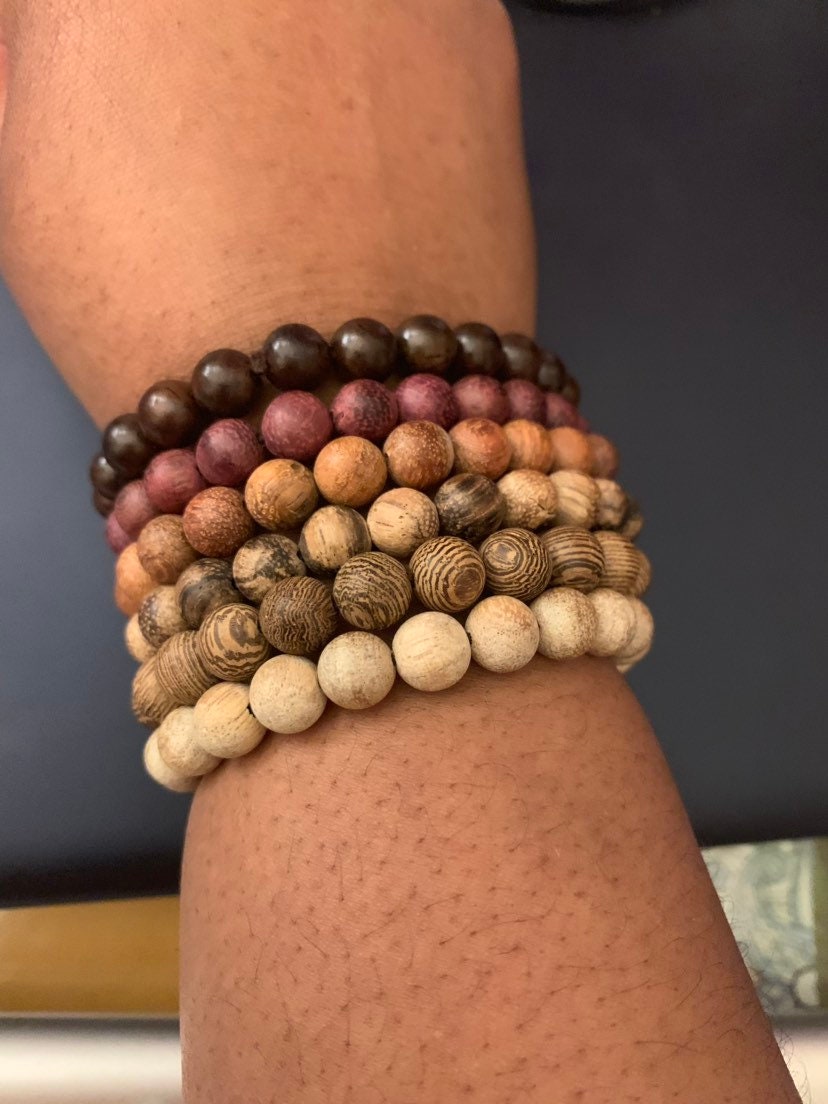 8mm Stackable Wood Matte Finish Bracelets Made on Stretch Cord. - Etsy