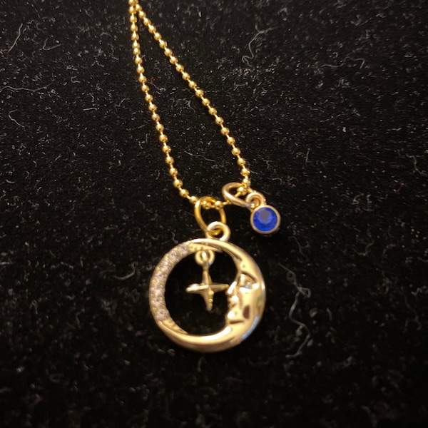 Moon and Star Necklace - Etsy
