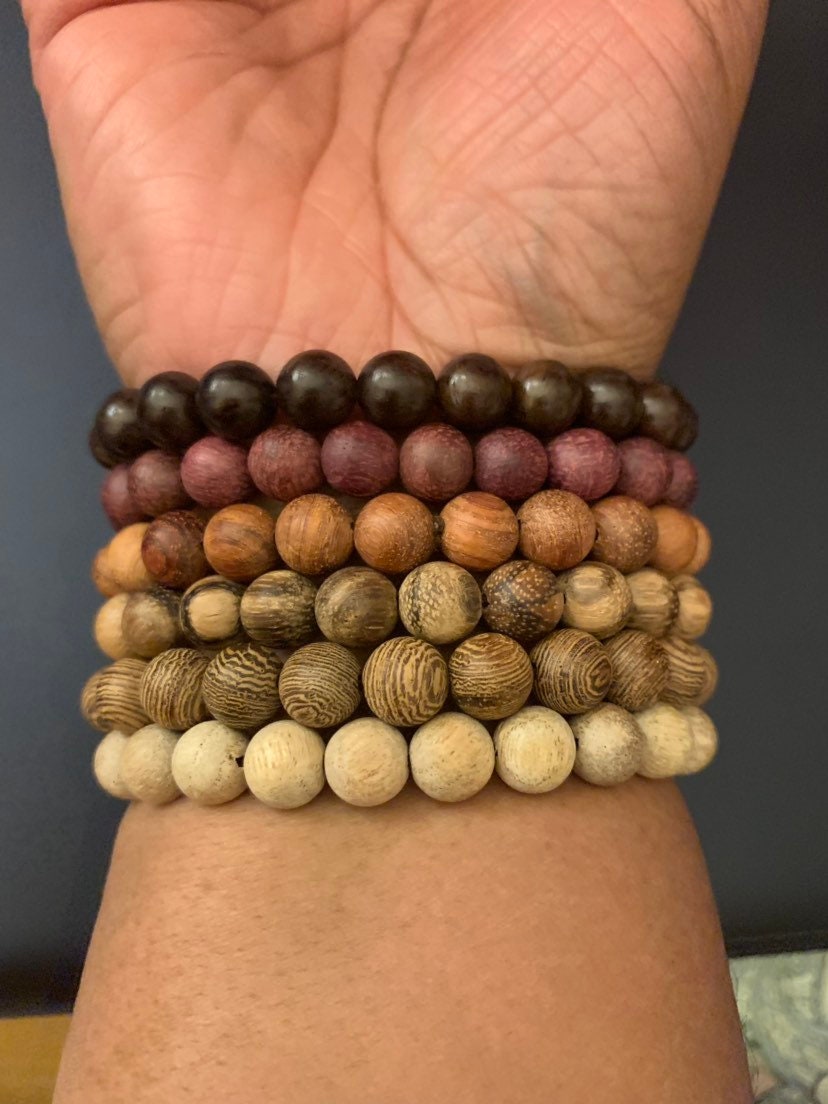 8mm Stackable Wood Matte Finish Bracelets Made on Stretch Cord. - Etsy