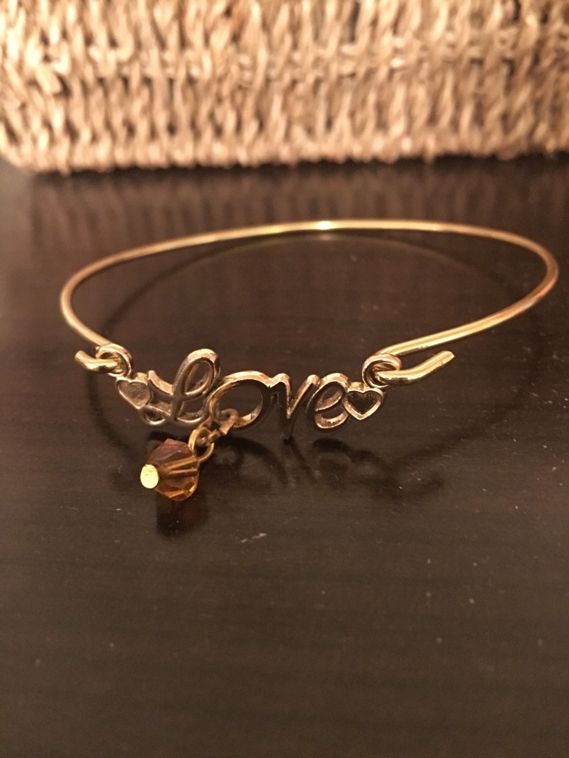Golden Love Hangs on Bangle - Etsy