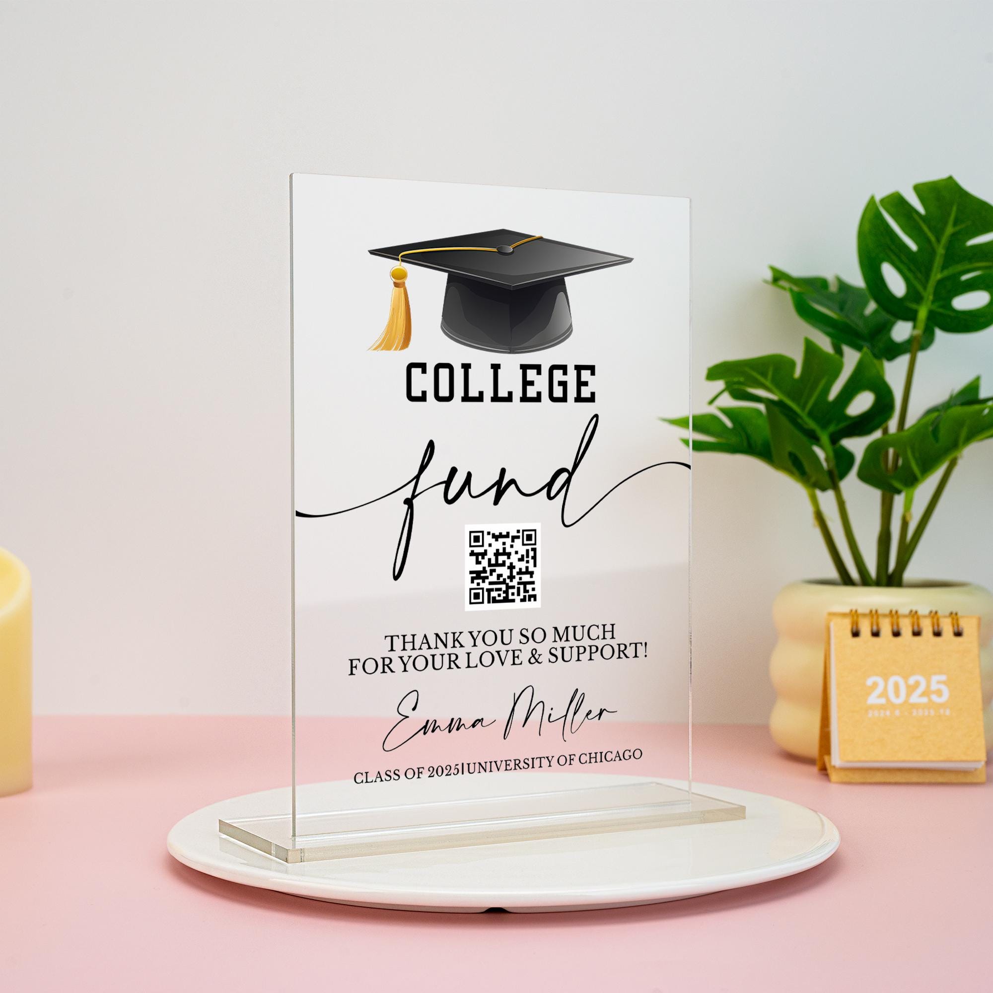 Graduation College Fund QR Code Sign, Venmo QR Code Sign, Graduation ...