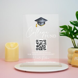 Graduation College Fund QR Code Sign, Venmo QR Code Sign, Graduation ...