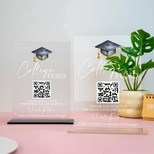 Graduation College Fund QR Code Sign, Venmo QR Code Sign, Graduation ...