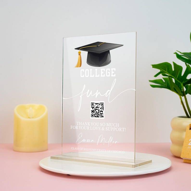 Graduation College Fund QR Code Sign, Venmo QR Code Sign, Graduation ...