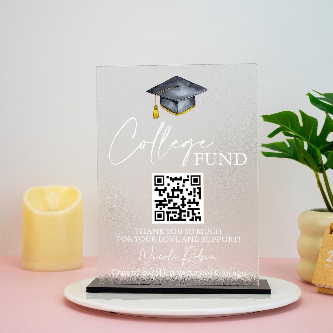 Graduation College Fund QR Code Sign, Venmo QR Code Sign, Graduation ...