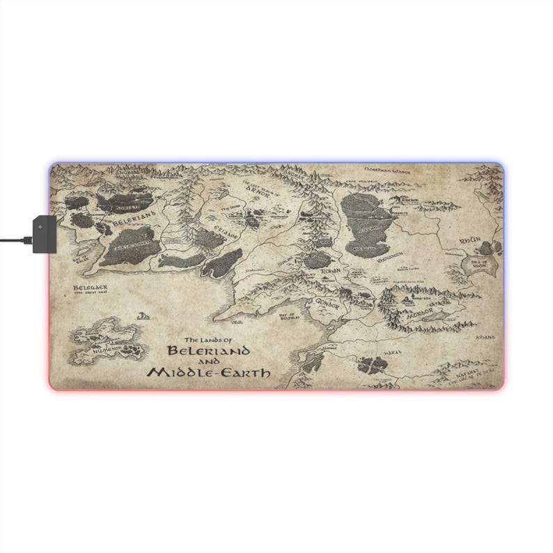 Beleriand Numenor Silmarillion Map Mouse Pad - RGB Middle-earth Map ...