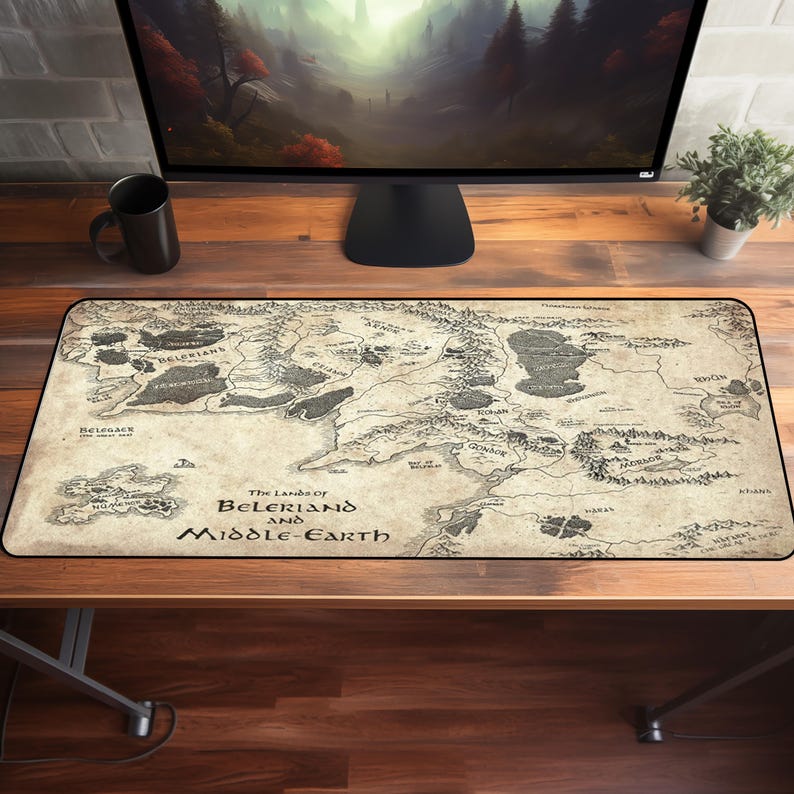 Beleriand Numenor Silmarillion Map Mouse Pad - RGB Middle-earth Map ...