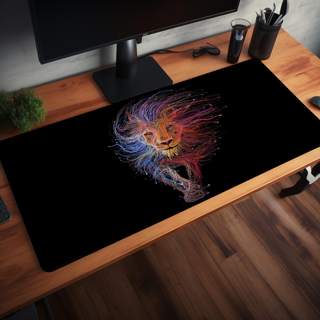 Lion Mouse Pad - Lion Desk Mat - Office Desk Mat - Playmat - RGB Mouse ...