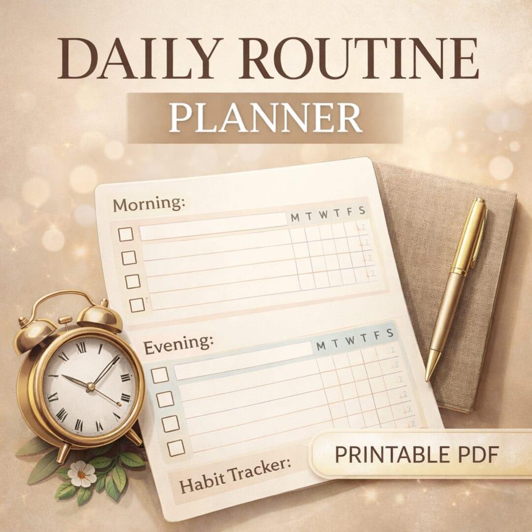 Daily Routine Planner Printable: Habit Tracker, Morning/evening ...